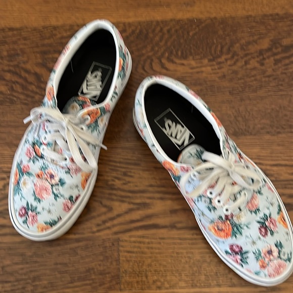 Vans | Shoes | Pale Blue Floral Vans | Poshmark